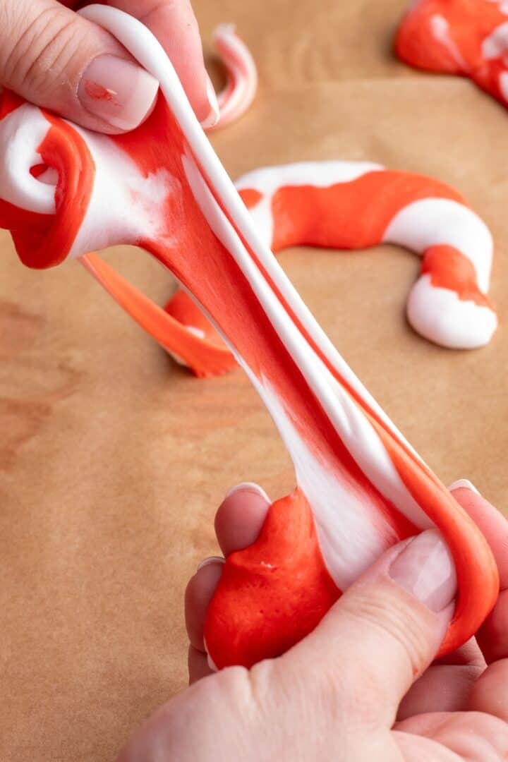 Candy Cane Fluffy Slime - Easy Recipe