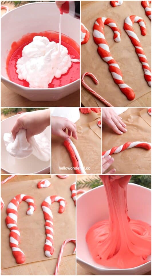 Candy Cane Fluffy Slime - Easy Recipe