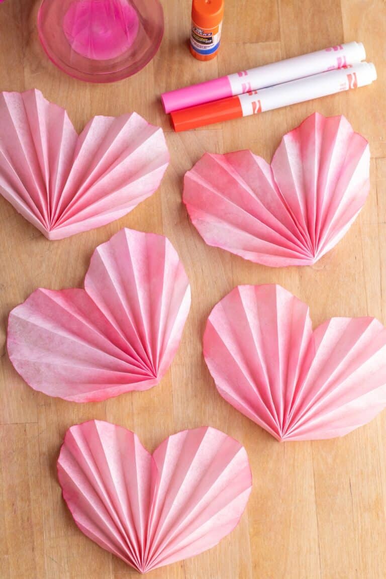 Coffee Filter Accordion Hearts - Valentine Craft