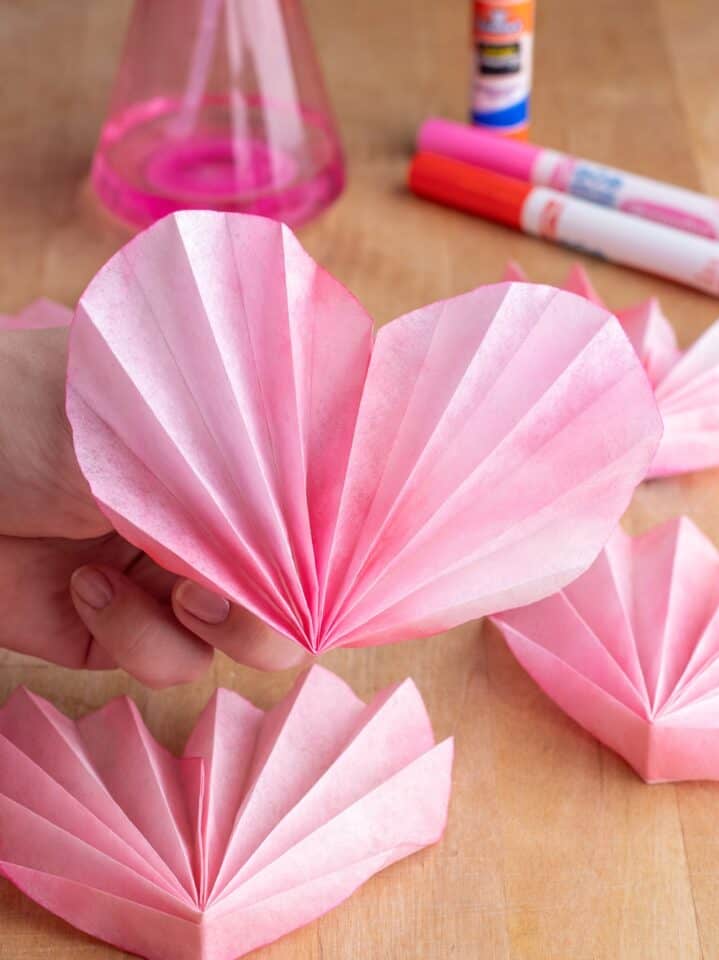 Coffee Filter Accordion Hearts - Valentine Craft