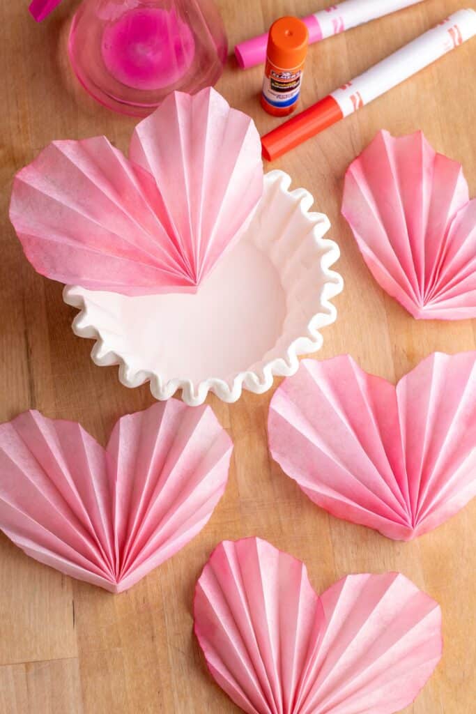 Coffee Filter Accordion Hearts - Valentine Craft