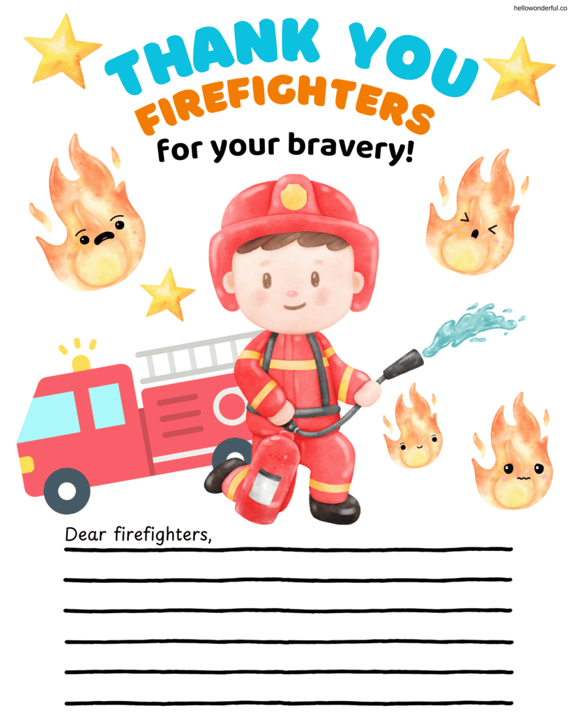 Letter to Firefighters - Free Printable