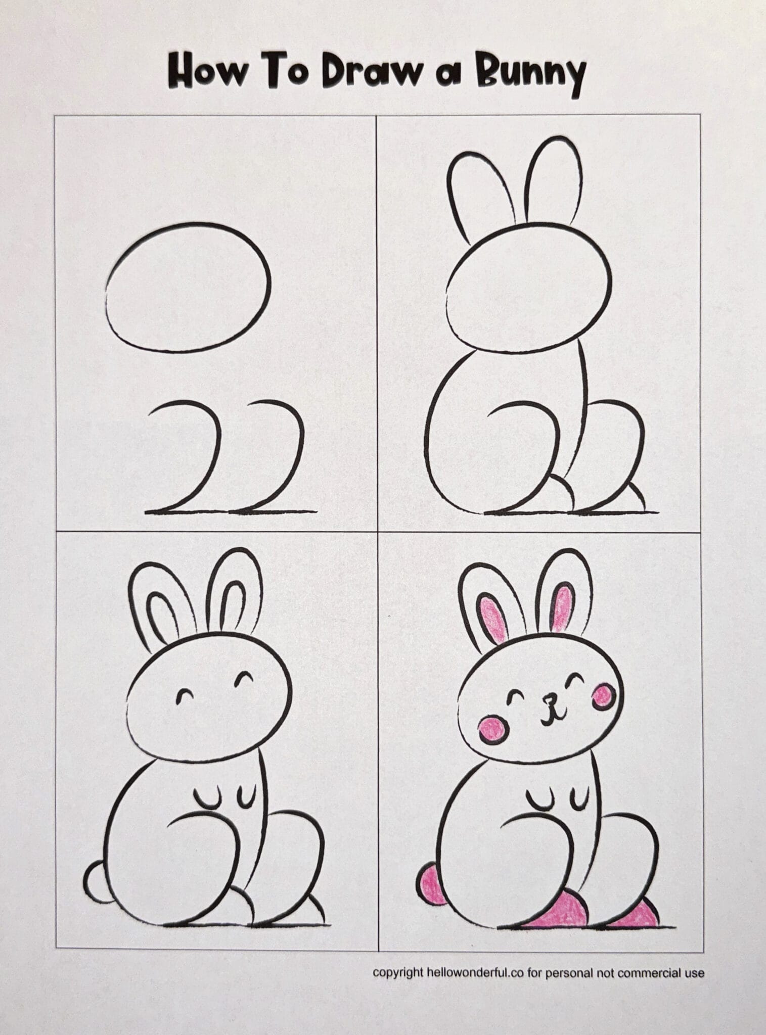 How To Draw A Bunny Using Numbers - Free Printable
