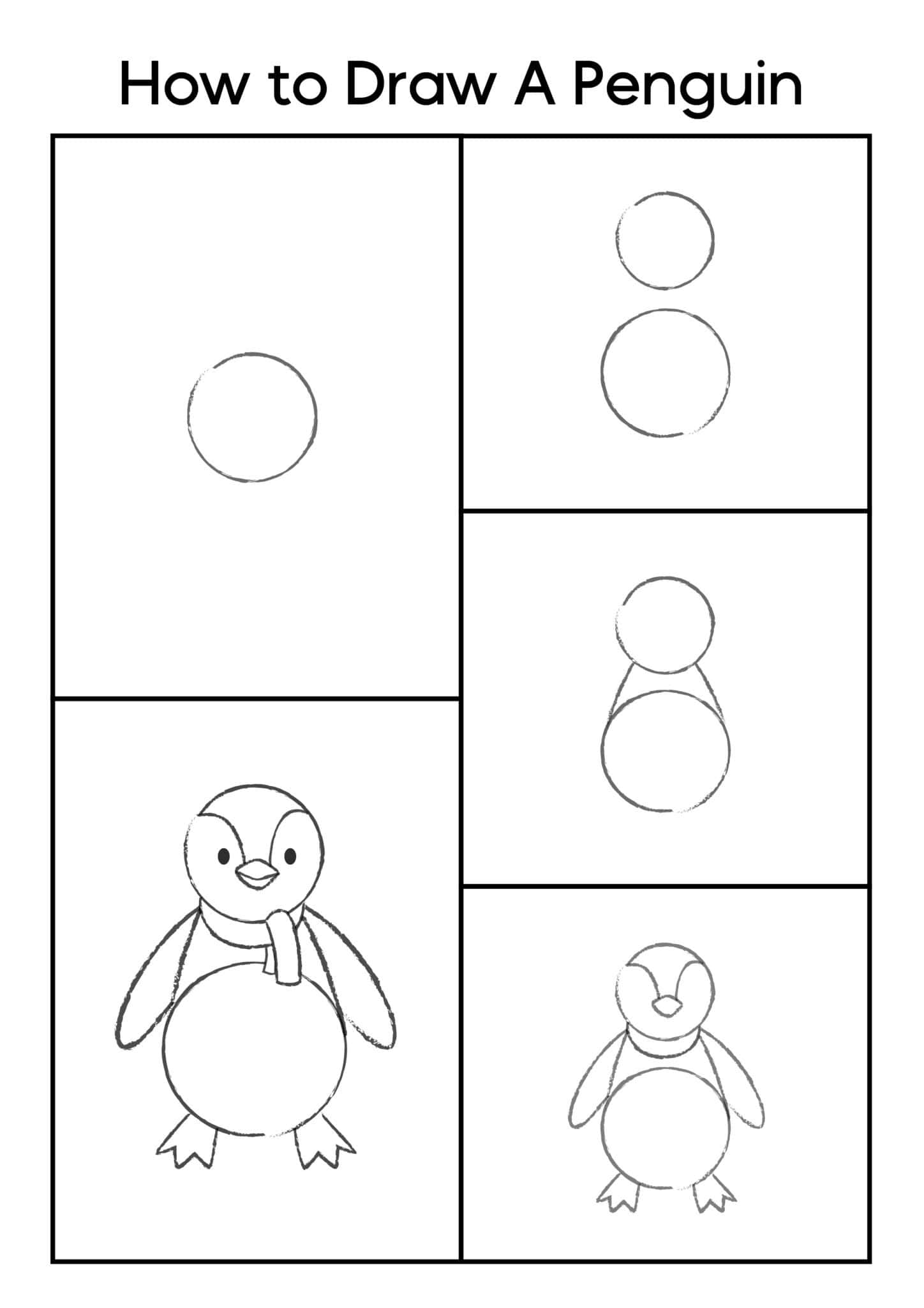 How to Draw a Penguin - Free Template