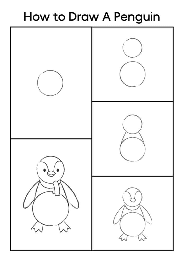 How to Draw a Penguin - Free Template