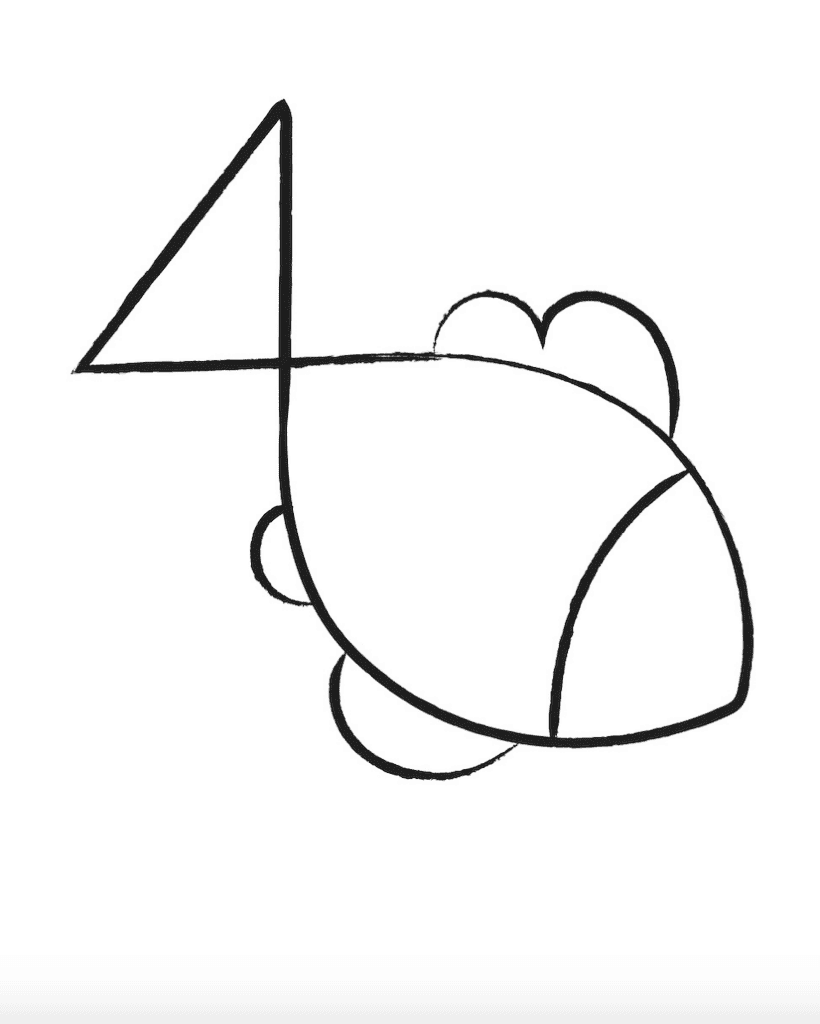 Learn how to turn the number 4 into a cute fish with this easy drawing ...