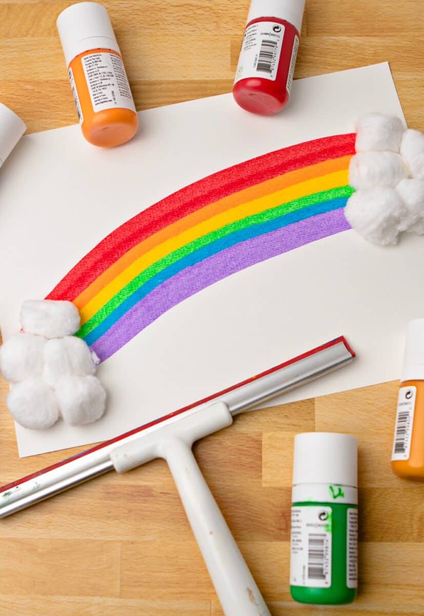 Easy Rainbow Squeegee Art for Kids