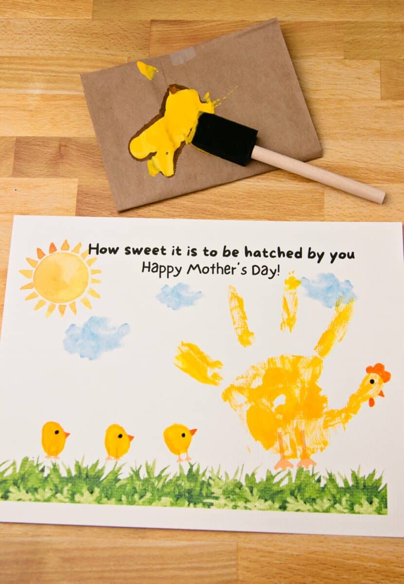 Adorable Chick and Hen Handprint Art - With Printable