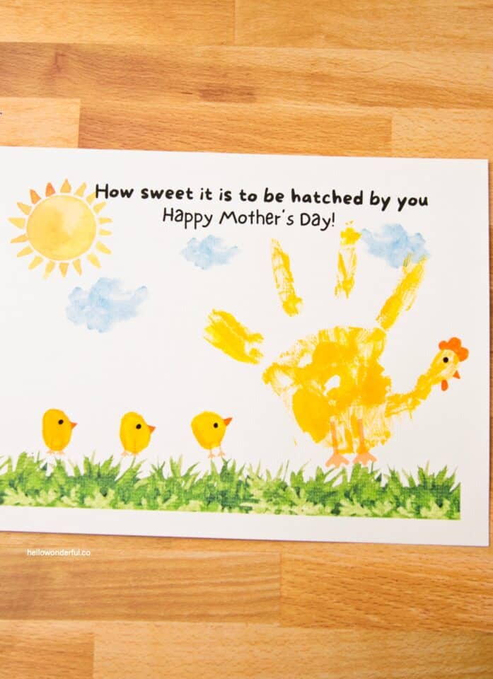 Adorable Chick and Hen Handprint Art - With Printable