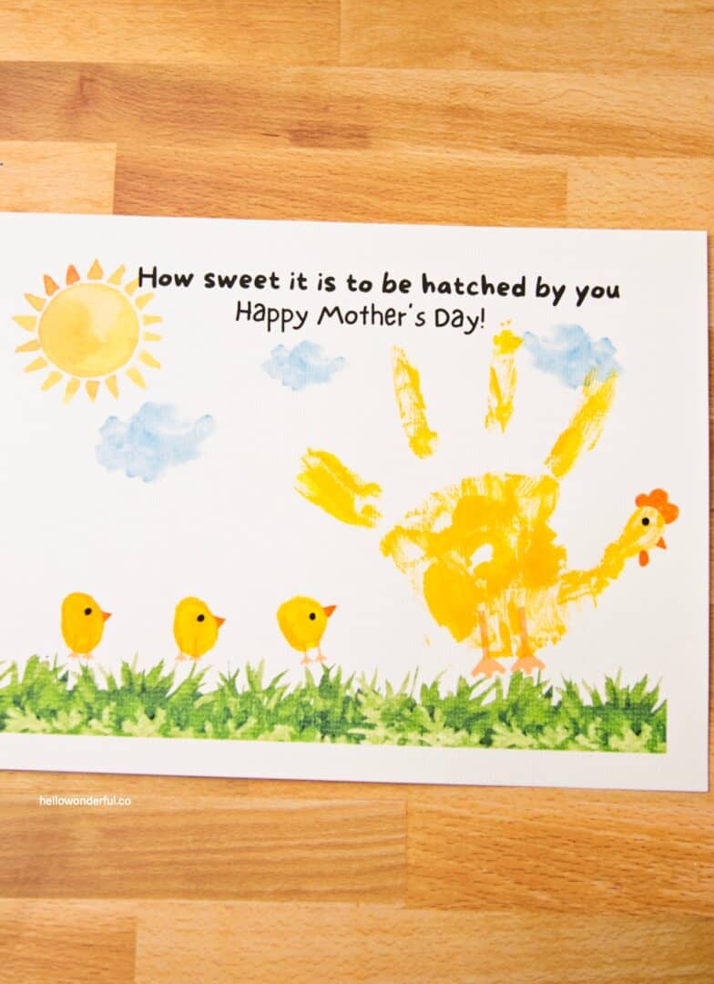 Adorable Chick and Hen Handprint Art - With Printable