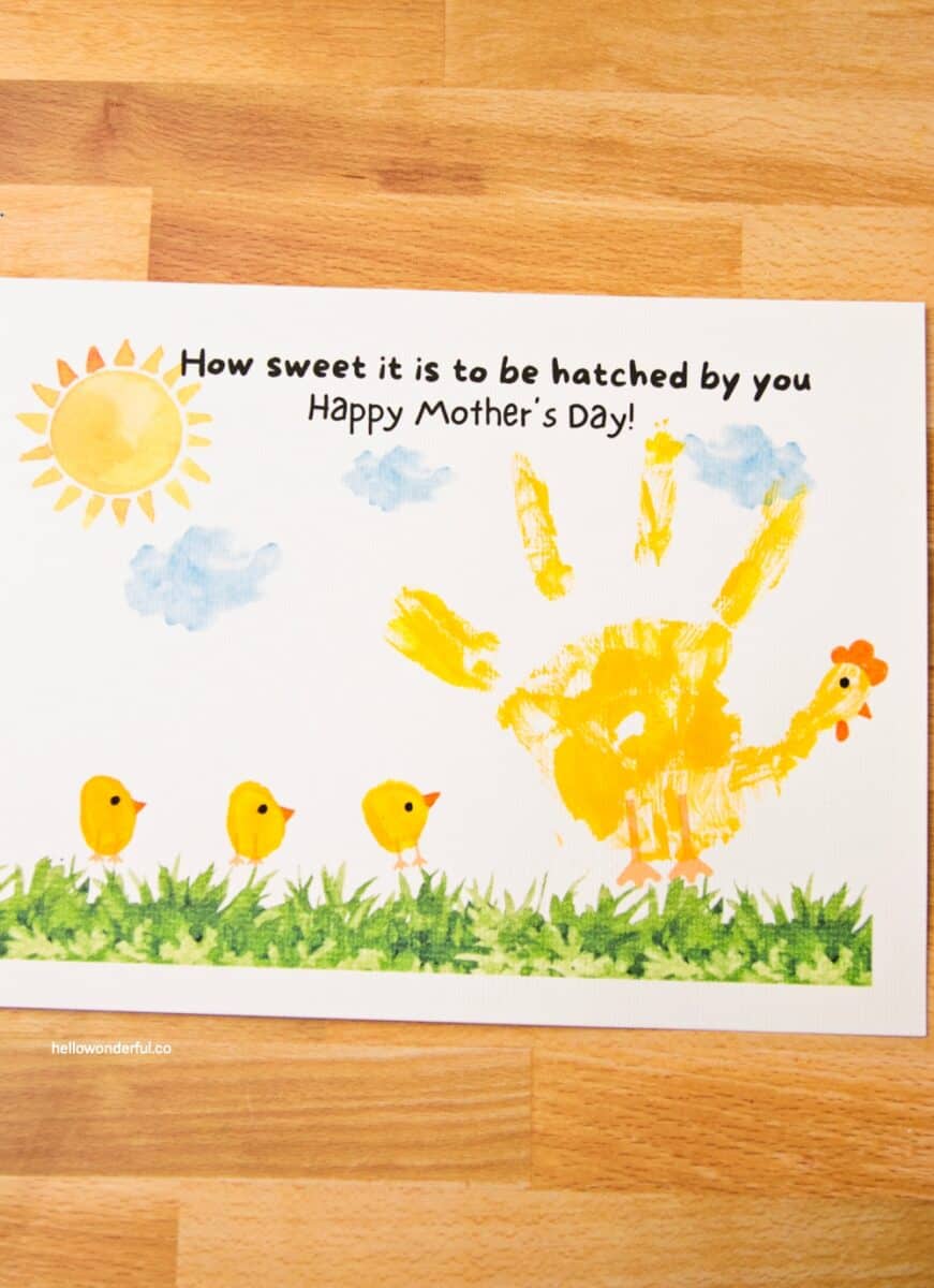 Adorable Chick and Hen Handprint Art - With Printable