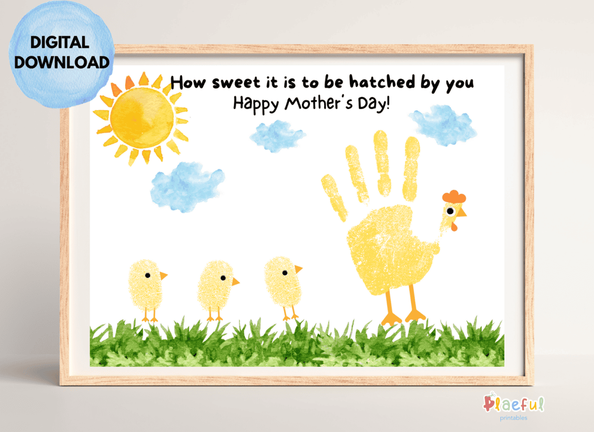Adorable Chick and Hen Handprint Art - With Printable