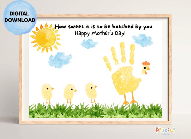 Adorable Chick and Hen Handprint Art - With Printable