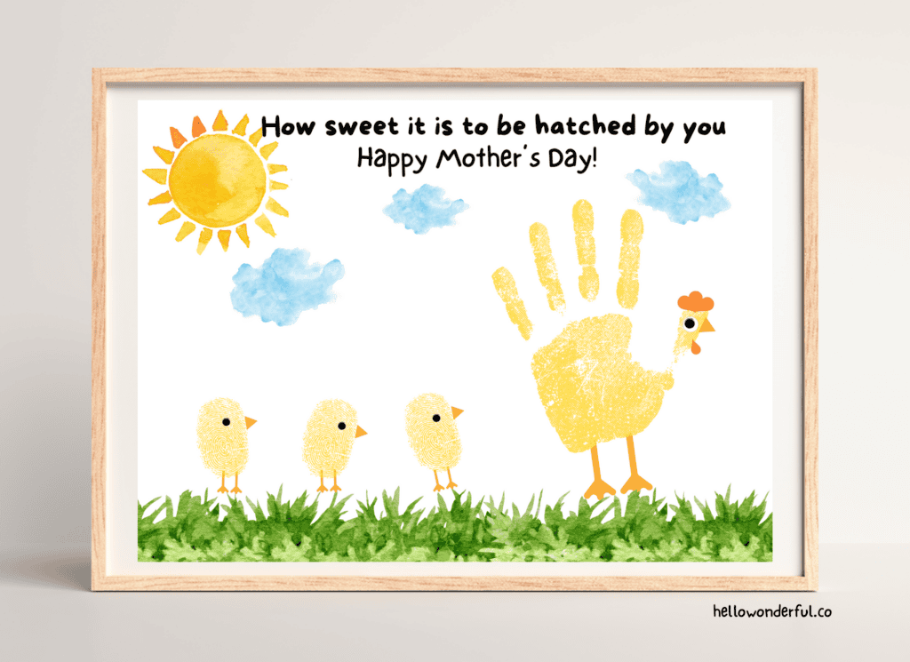 Adorable Chick and Hen Handprint Art - With Printable