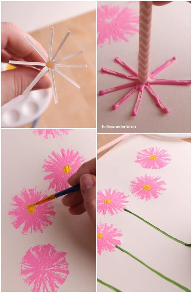 Painting With Straws - Make Easy Flower Art