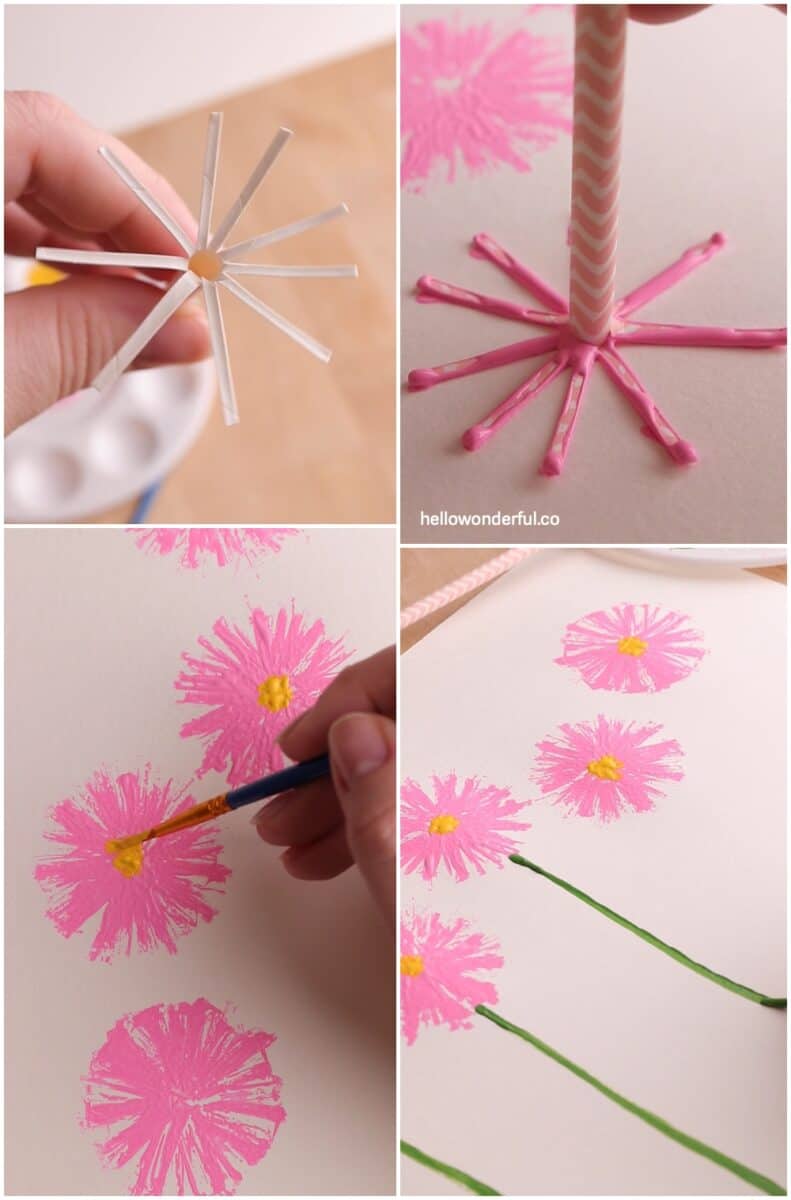 Painting With Straws - Make Easy Flower Art