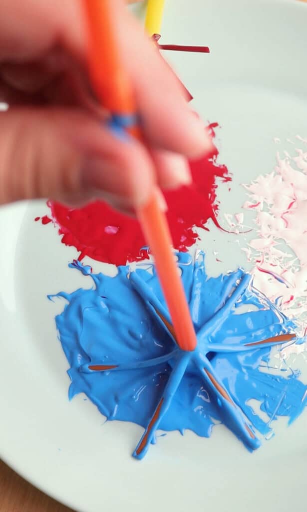 Fireworks Straw Painting For Kids 4th of July Craft