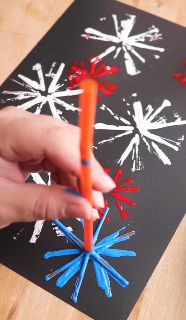 Fireworks Straw Painting For Kids 4th of July Craft