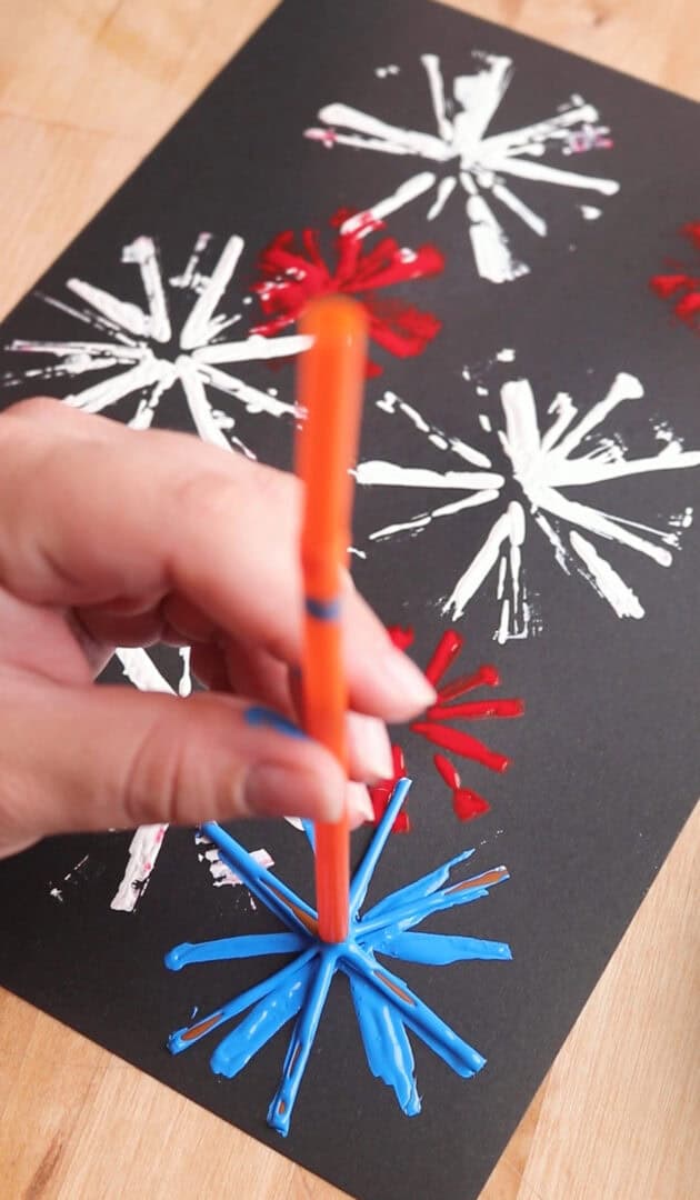 Fireworks Straw Painting For Kids 4th of July Craft
