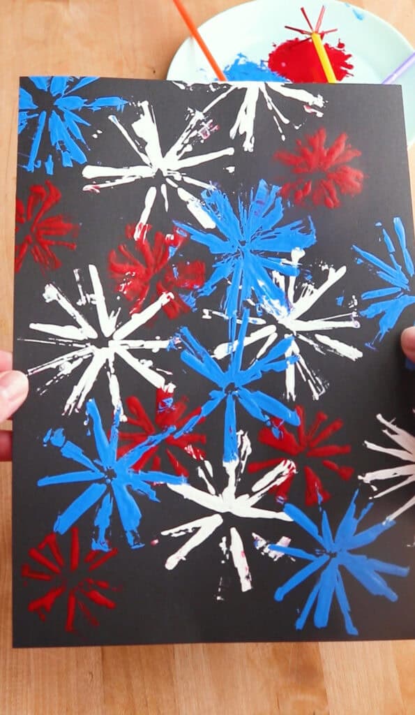 Fireworks Straw Painting For Kids 4th of July Craft