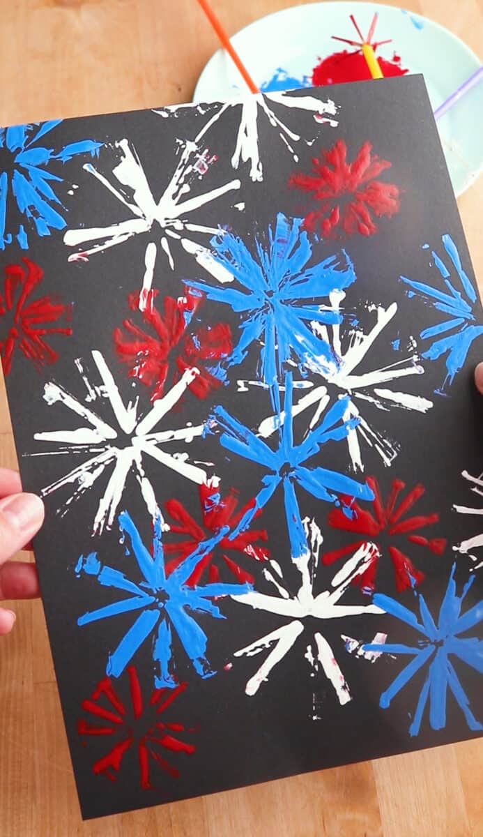 Fireworks Straw Painting For Kids 4th of July Craft