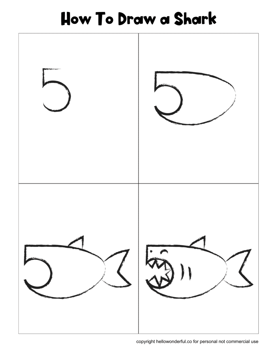 How to Draw a Shark - With Printable Template