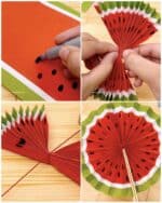 This DIY Watermelon Paper Fan is the Cutest Summer Craft