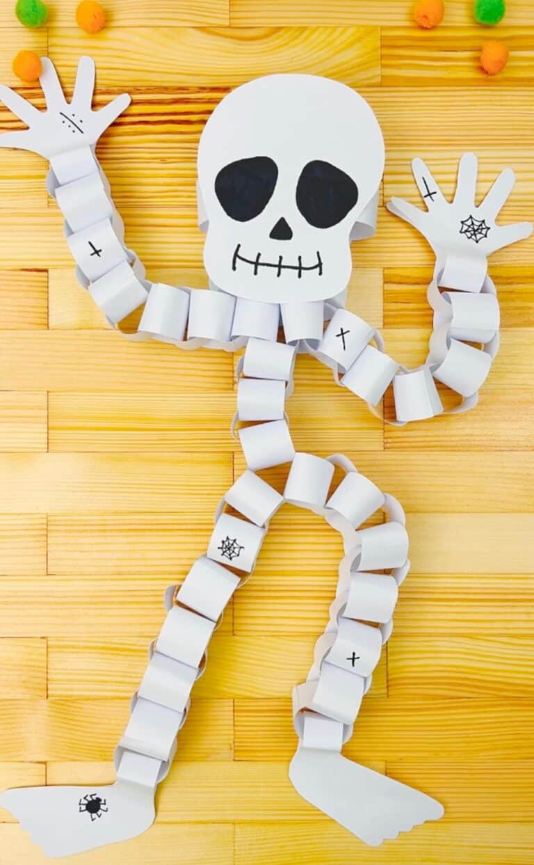 Easy Paper Skeleton Craft for Kids - Free Printable Template
