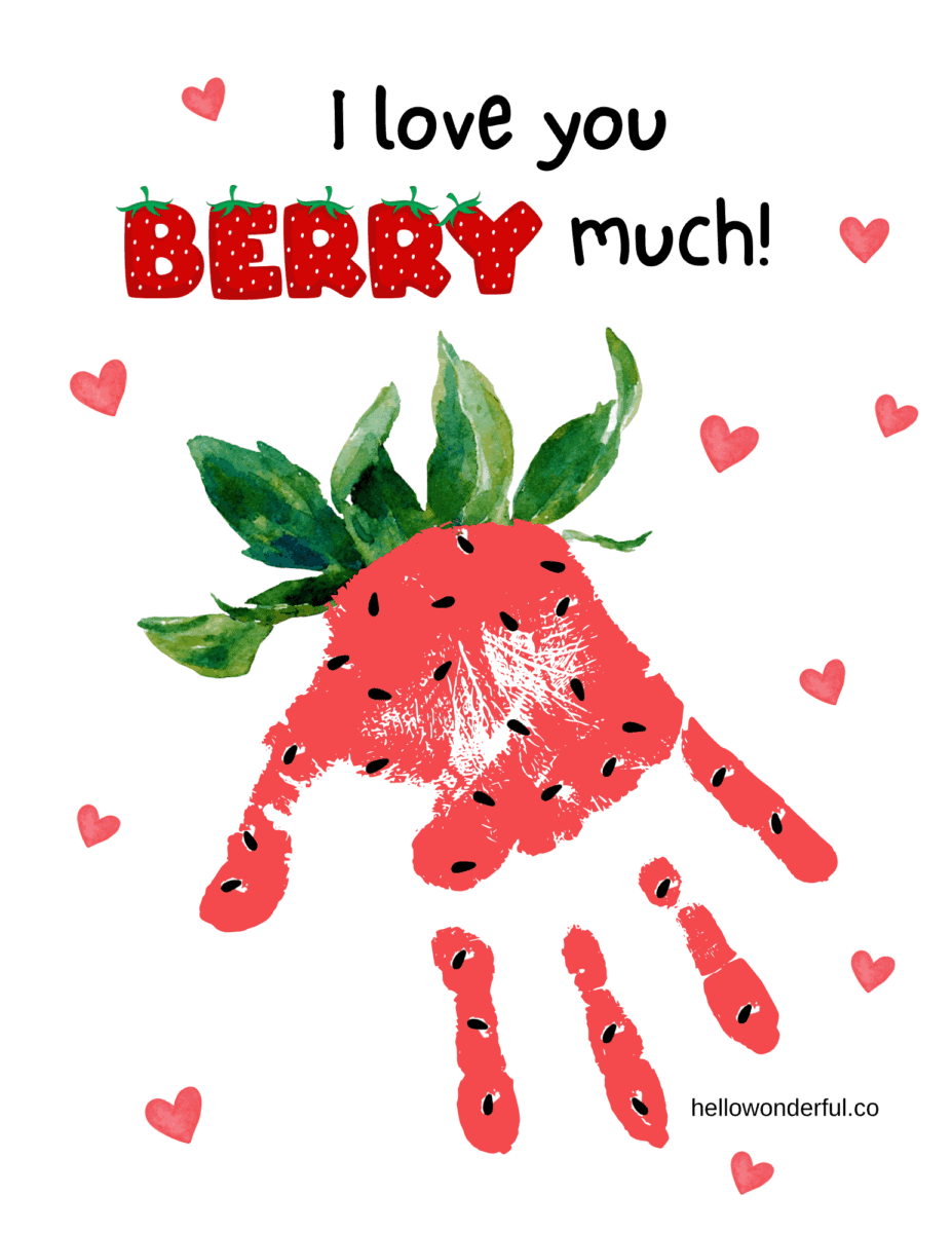Strawberry Handprint Art With Printable Template