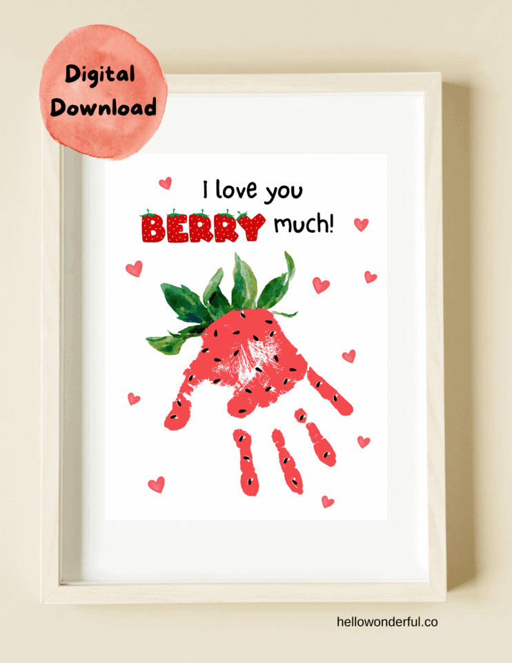 Strawberry Handprint Art With Printable Template