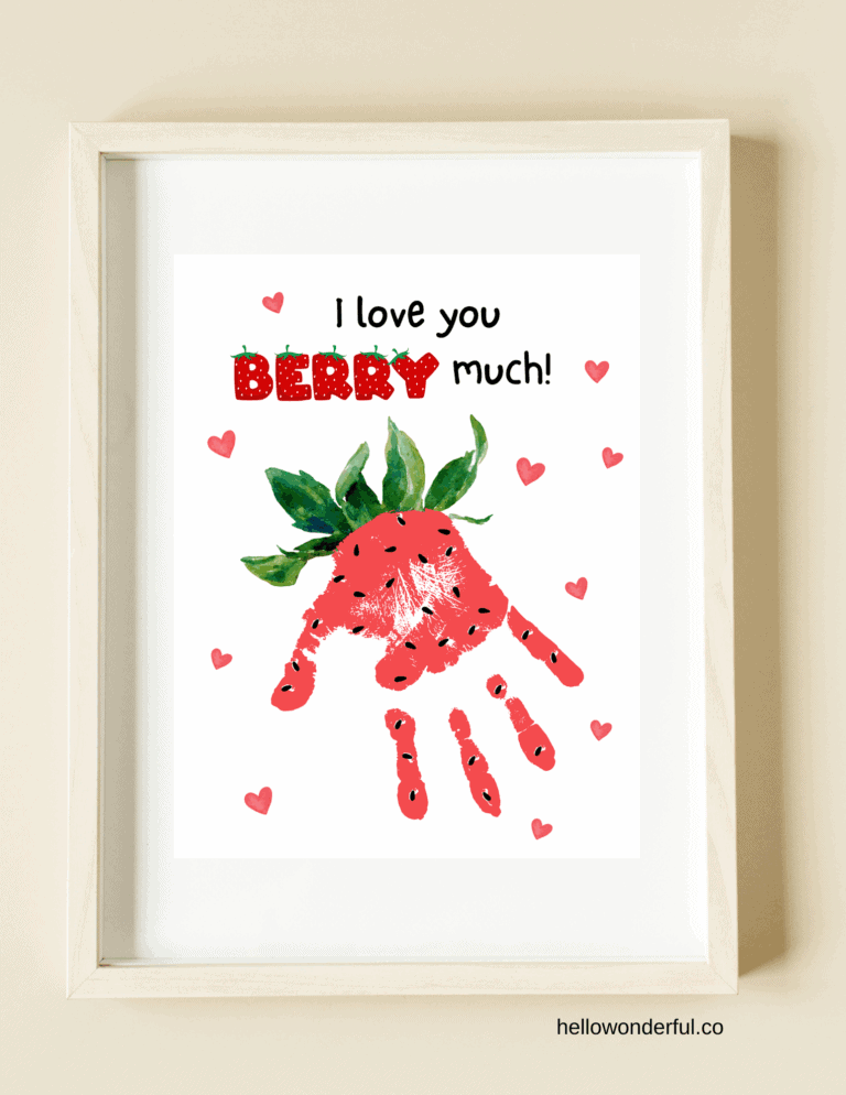 Strawberry Handprint Art With Printable Template