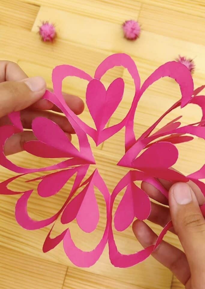 Easy Paper Heart Snowflake Valentine Craft