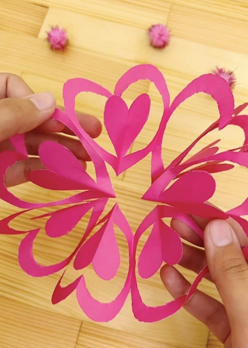 Easy Paper Heart Snowflake Valentine Craft