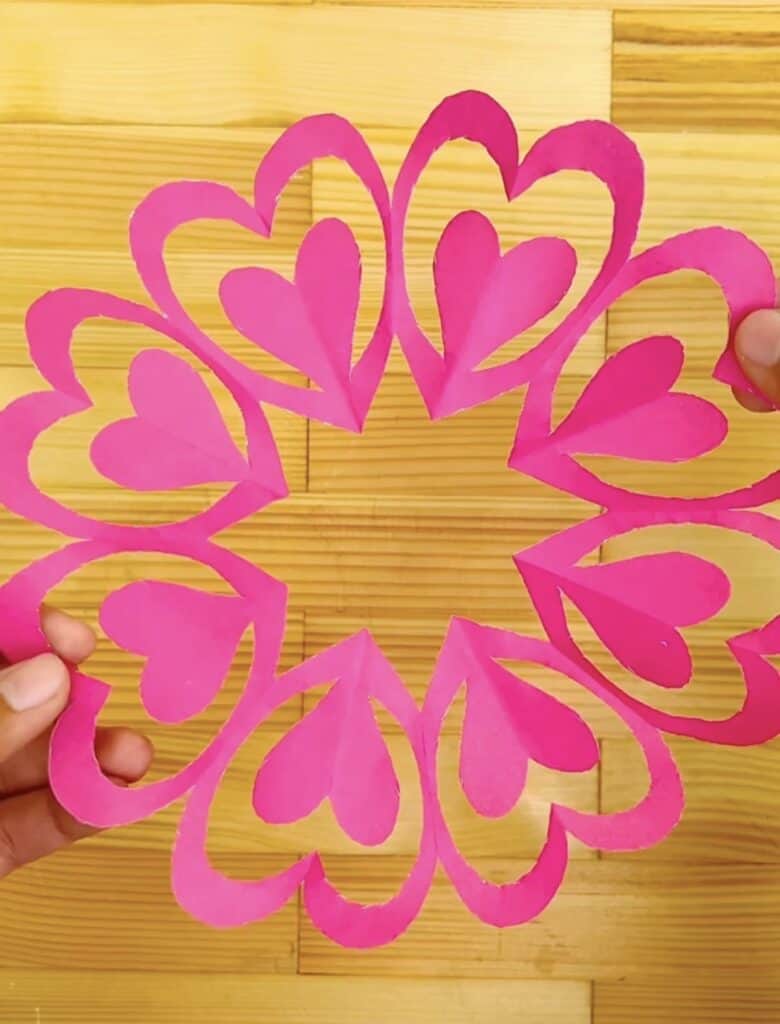 Easy Paper Heart Snowflake Valentine Craft