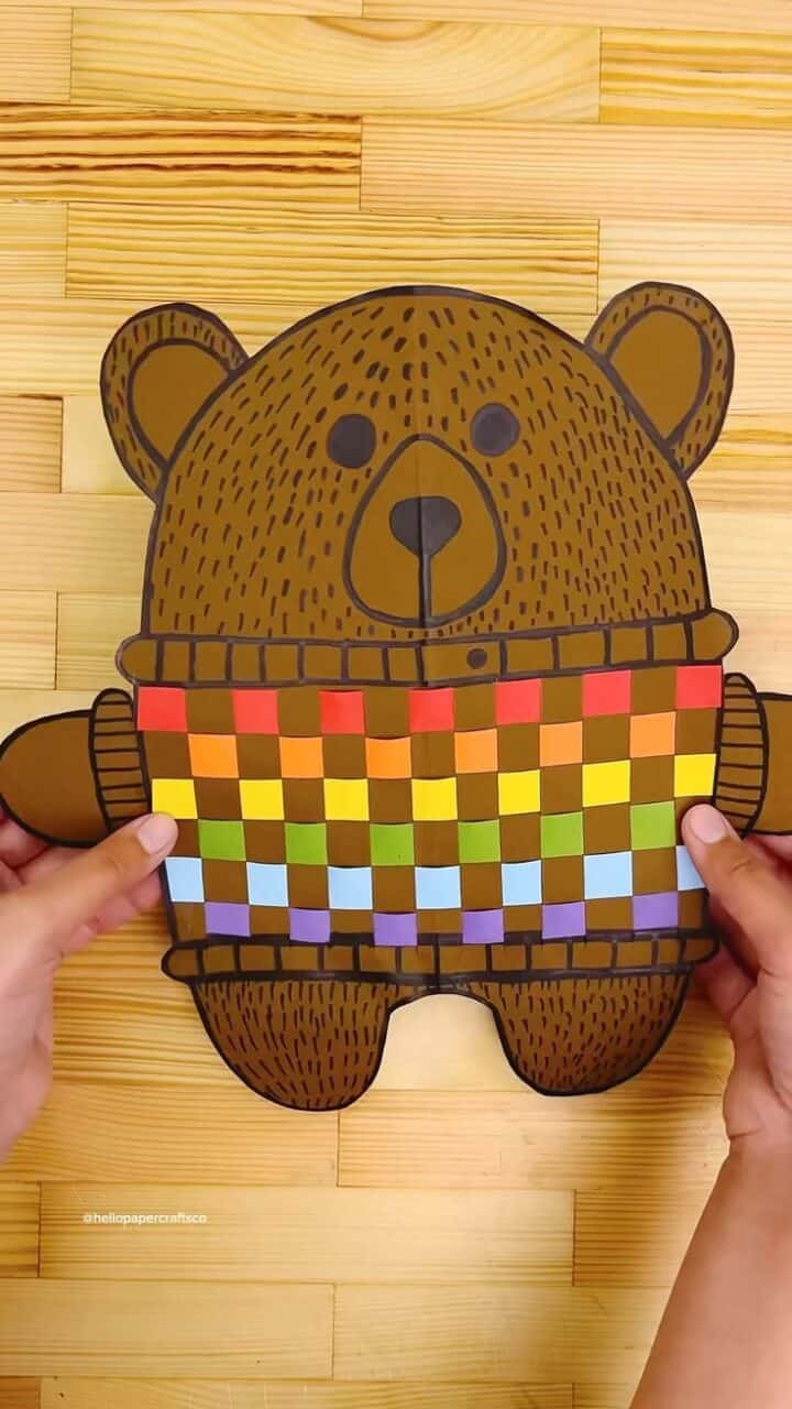 Paper Bear Weaving Craft - With Printable Template