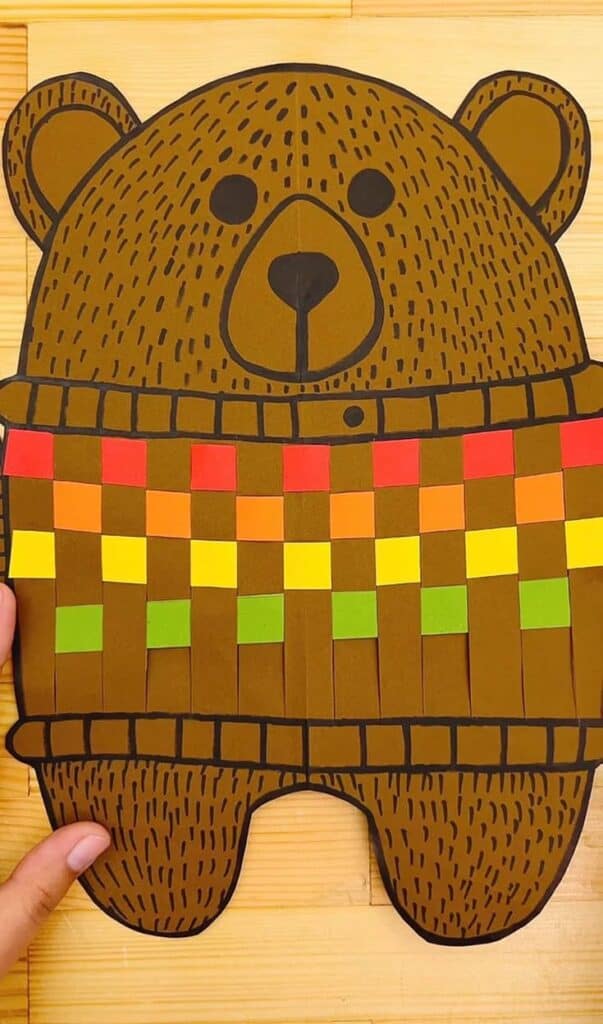 Paper Bear Weaving Craft - With Printable Template