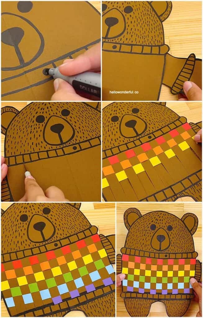 Paper Bear Weaving Craft - With Printable Template