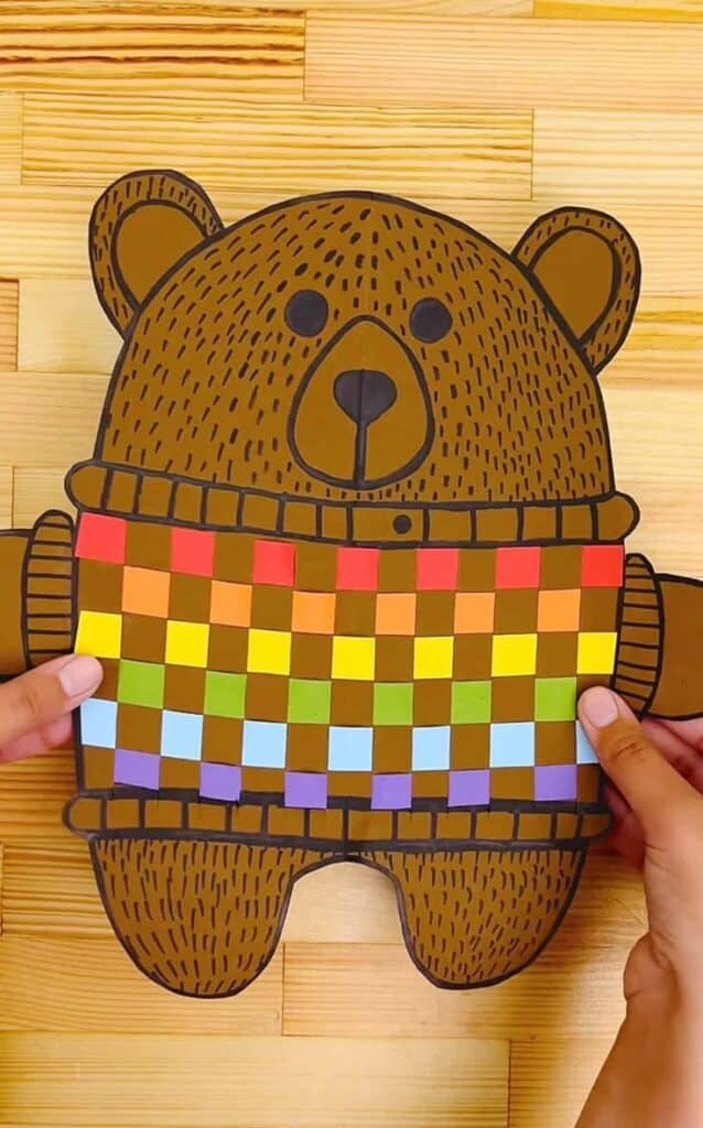 Paper Bear Weaving Craft - With Printable Template