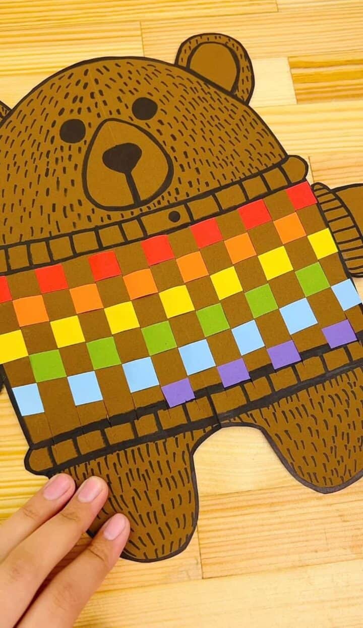 Paper Bear Weaving Craft - With Printable Template