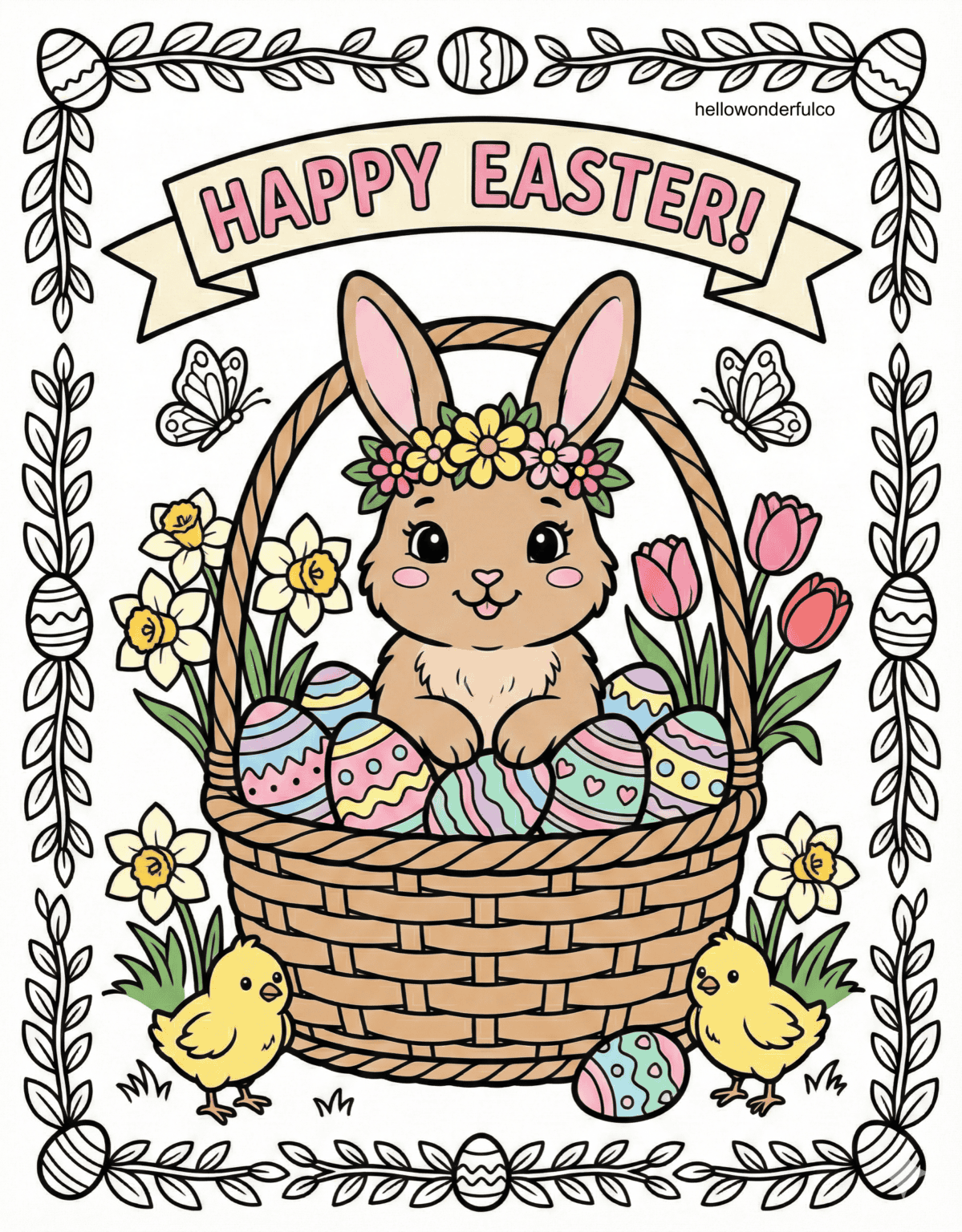 Free Easter Coloring Pages - Printable Download - hello, Wonderful