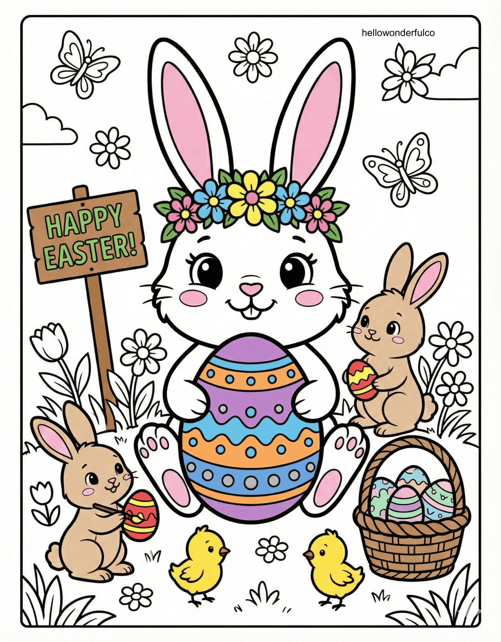 Free Easter Coloring Pages - Printable Download - hello, Wonderful